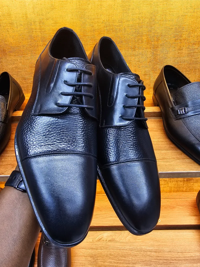 Windsor Cap Toe Derby - Premium Black Leather Dress Shoes | Infynite Kenya