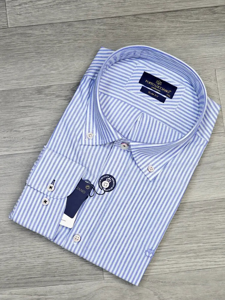 Buy Infynite Light Blue Striped Men’s Shirt – Premium Cotton Slim Fit ...