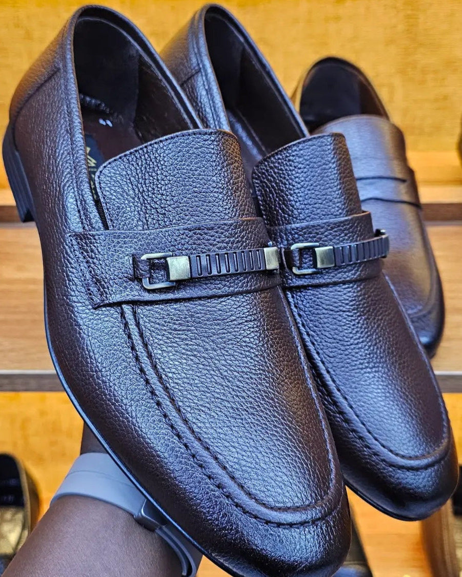 ebble-Grain Leather Loafers with Stealth Bit – Black, Brown, Burgundy ...